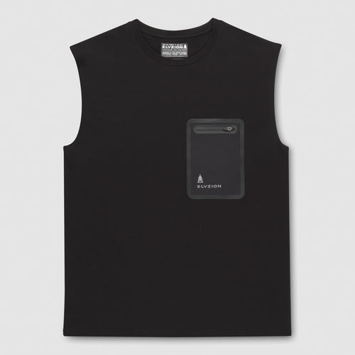 Elyzion "Moero" Men's Sleeveless Cargo T-shirt - Black